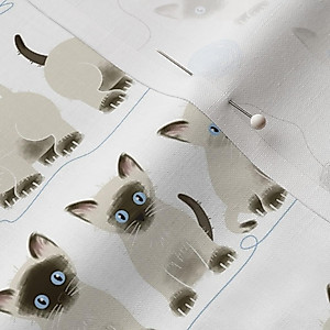 Spoonflower Fabric - Siamese Kittens Balls Kitten Playful Cat Cute Printed on Petal Signature Cotton Fabric by The Yard - Sewing Quilting Apparel Crafts Decor