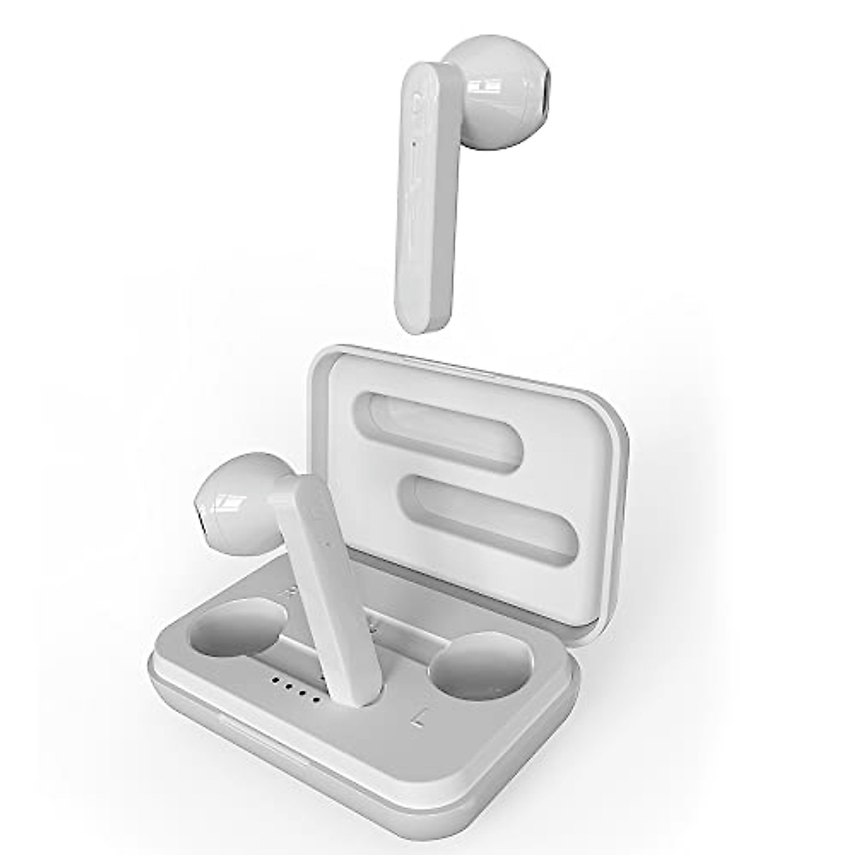 Coby True Wireless Earbuds, Bluetooth 5.0 Headphones with Autopairing, 22H Playtime, Wireless Charging Case, IPX6 Water Resistance, and Noise-Canceling Mics for iPhones and Android Phone (White)