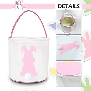 Easter Basket for Boys Girls Kids Baby, Easter Bunny Basket for Children, Easter Gifts for Baby, Easter Bucket for Boys Girls Kids, Easter Decorations Basket for Eggs Candy and Gifts Carry (Pink)