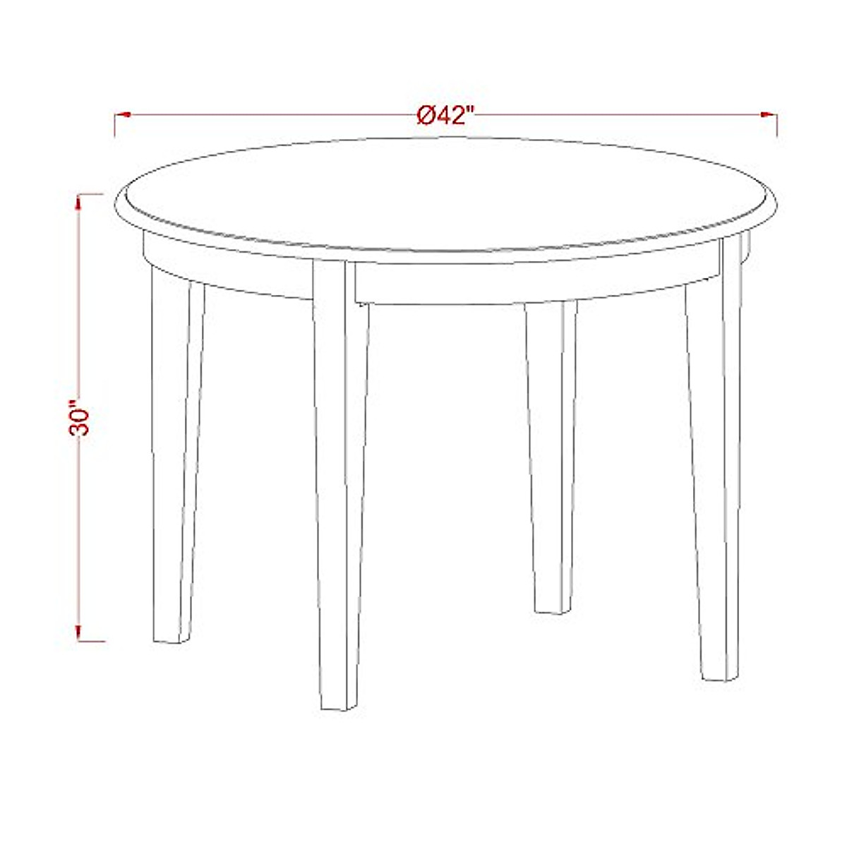 East West Furniture BOCE3-WHI-15 3 Piece Dining Table Set for Small Spaces Contains a Round Kitchen Table and 2 Baby Blue Linen Fabric Parson Dining Room Chairs, 42x42 Inch, Linen White