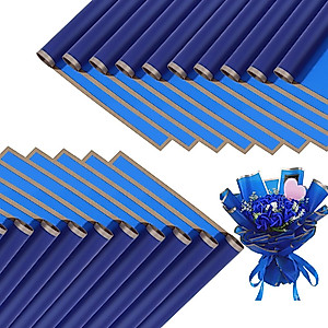 TONGMAN 20 Pcs Pure color gold edge Flower Wrapping Paper,Florist Bouquet Supplies,DIY Crafts,Suitable for all festivalsGift Packaging or Gift Box Packagingpaper, 22.8x22.8Inch (Blue)