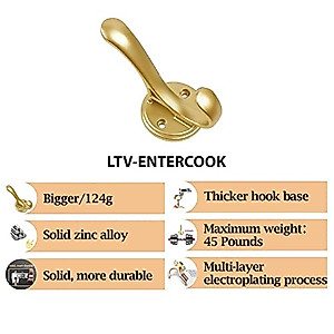 LVT-ENTERCOOK Set of 4 Yellow Heavy Duty Wall Mounted Hooks, Decorative Aluminum Alloy Coat and Hat Hanging Hook for Bathroom, Kitchen, Classroom, Folding Hanger Sturdy Coat and Towel