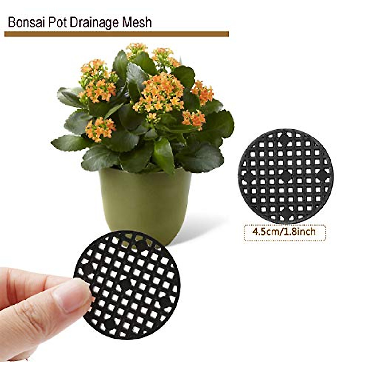 Fashionclubs Bonsai Wires Set, Bonsai Tree Training Wires Aluminum Craft Wires Size 1.0mm/1.5mm/2.0mm(Each Size is 32ft), with 20pcs Flower Pot Hole Mesh Pad Bonsai Bottom Grid Mat Mesh 2Inch in Dia
