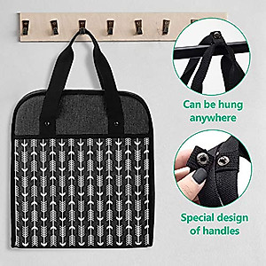 YARWO Sewing Accessories Organizer, Sewing Supplies Storage Bag for Sewing Tools and Craft Supplies, Black with Arrow (Patented Design)