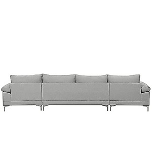 Casa Andrea Milano Modern Large Boucle U-Shape Sectional Sofa, Double Extra Wide Chaise Lounge Couch, Light Grey