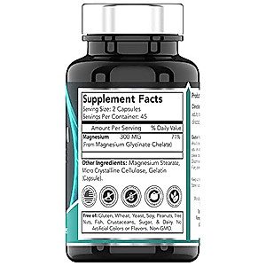 Chelated Magnesium Glycinate Capsules (300 MG x 90 Count) for Women & Men | AKA Magnesium Bisglycinate | Highly Absorbable | Calm, Sleep, Muscle, Nerve, & Stress Support* | by TNVitamins