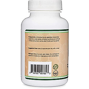Chromium Picolinate 1000mcg for Healthy Weight Management (High Absorption and Bioavailability) (300 Vegan Safe Capsules, Non-GMO, Gluten Free, Manufactured in The USA) by Double Wood Supplements