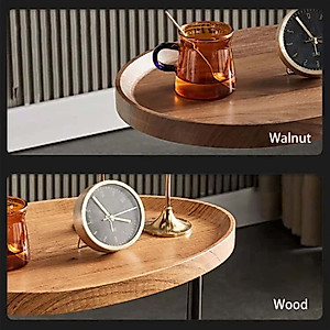 Viltisumt Small Side End Table 2022 New C Table Narrow Round Bed Sofa Couch Coffee Dinner Table for Snack Drink TV Tray, Slim Gold Rustic End Table Modern Simplicity, Metal and Wood - 24 Inch (Wood)