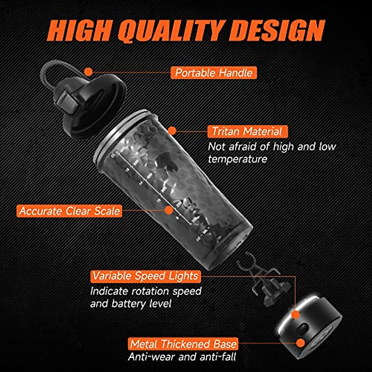 Deal Electric Shaker Bottle BPA Free-Tritan-24 oz Blender Bottles Vortex Shaker Bottles for Protein Mixes-Portable USB Rechargeable Mixer Cup for Protein Shakes (Black)