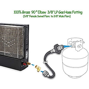 Litorange 1 PCS 90° Elbow Connector Replacement for Olympian Low Pressure Gas Fired Heaters - 3/8" Female Swivel Flare x 3/8" Male Flare,100% Brass