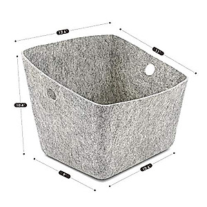 Welaxy Storage Basket Organizer Bins Cone Shelf Baskets for Magazine Books Kids Toys pet Toy Junk Organize 3-Piece (Gray x 3)