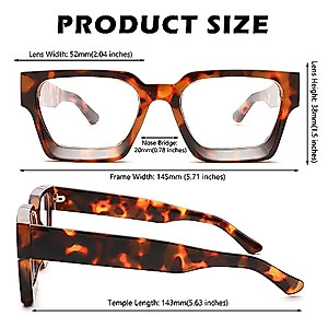 Revemo Braylenz Square Thick Frame Blue Light Glasses for Men Women Fashion Clear Computer Eyeglasses