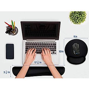 Ergonomic Mouse Pad with Wrist Support, Premium Memory Foam Keyboard Wrist Support Bar and Mouse Wrist Rest Pads Set- for Comfortable Typing &Wrist Pain Relief Mouse Pad with Wrist Support Bar
