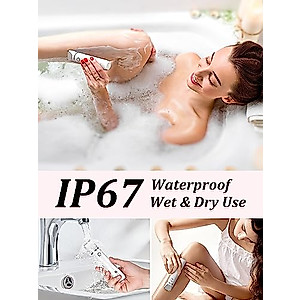 Cayzor Bikini Trimmer and Shaver for Women - 2-in-1 Wet/Dry Electric Body Hair Trimmer Cordless Waterproof Facial Hair Removal Shaver Razor for Painless Trimming of Pubic Face Underarm Legs (White)