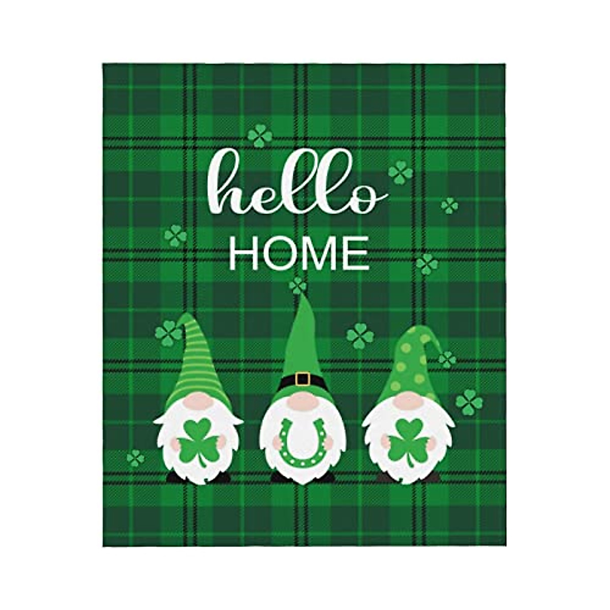 LARIAU St. Patrick's Day Gnome Blanket Irish Festival Shamrocks Green Plaid Blanket Cute Lucky Leprechaun Decorations Blanket for Couch Bed Sofa 50x60 inches