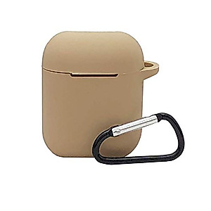 AirPods Case,with Keychain Easy Outdoors,HappyCover Thicken Shockproof 360° Protective Silicone Cover Skin with Integrated Dust Plug Compatible for Airpods Charging Case 2 & 1 (Milk Tea)