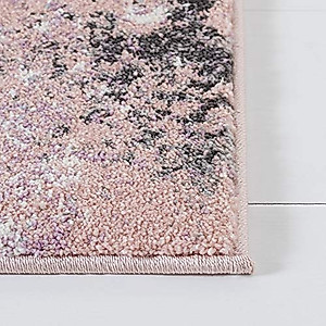 SAFAVIEH Glacier Collection 2'3" x 4' Pink / Grey GLA124U Modern Abstract Non-Shedding Living Room Bedroom Accent Rug