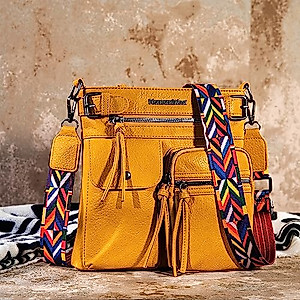 Montana West Crossbody Bag for Women Multi Pocket Leather Shoulder Purses and Handbags Pocketbooks for Travel,MWC-100AYEL