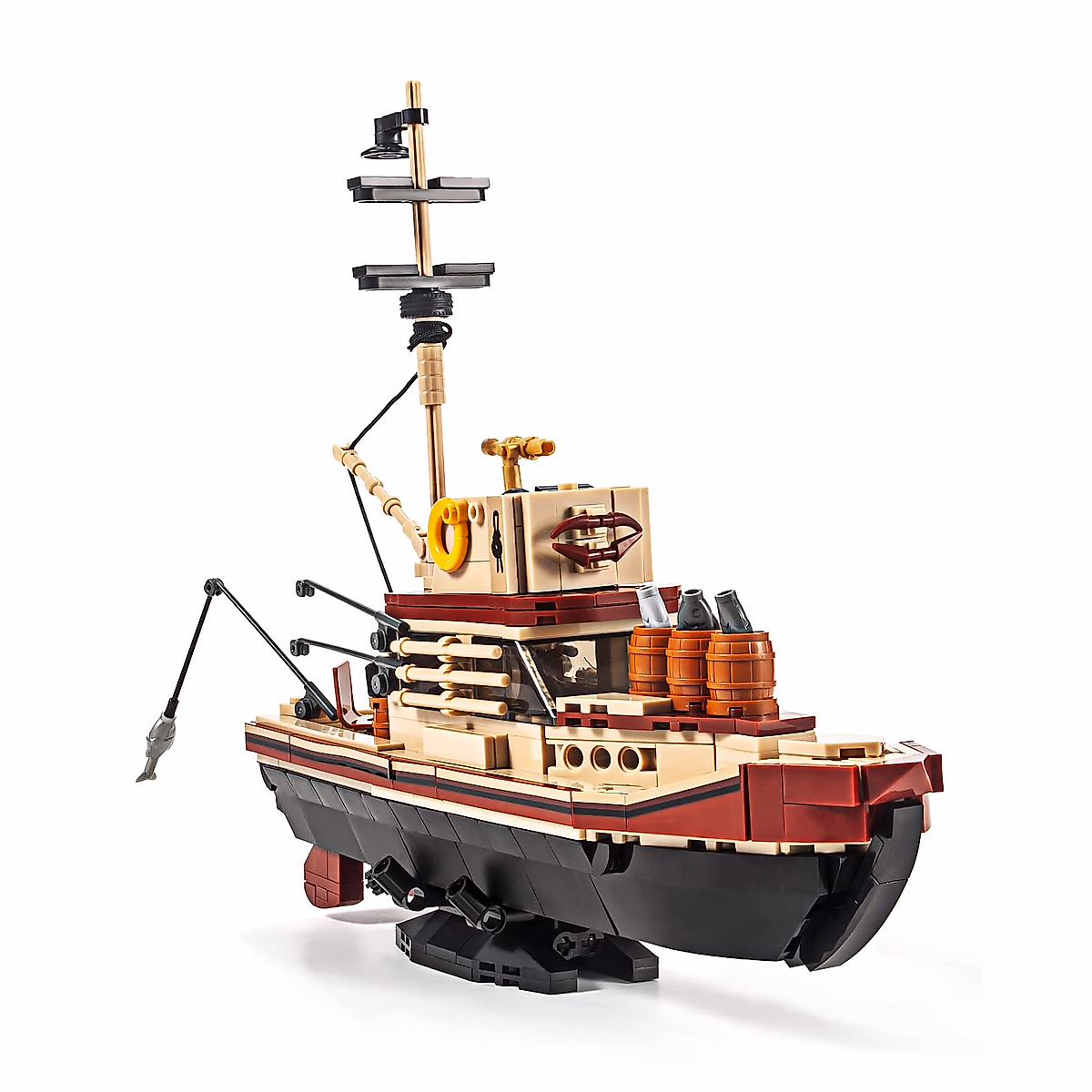 DAHONPA Fishing Boat Shark Ship (592 PCS), City Marine Theme Model Kit with 3 Figures, Educational Toy Gift for Kid and Adult.