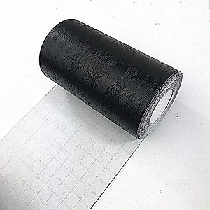 10M Black Wood Grain Removable PVC Waterproof Border Wall Decor Removable Self Adhesive Kitchen Bathroom Tiles Sticker Wallpaper 4.2x390