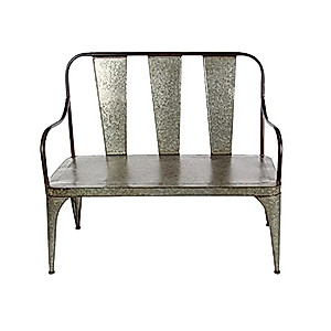 Deco 79 Farmhouse Metal Solid Outdoor Bench, 47" x 26" x 40", Silver