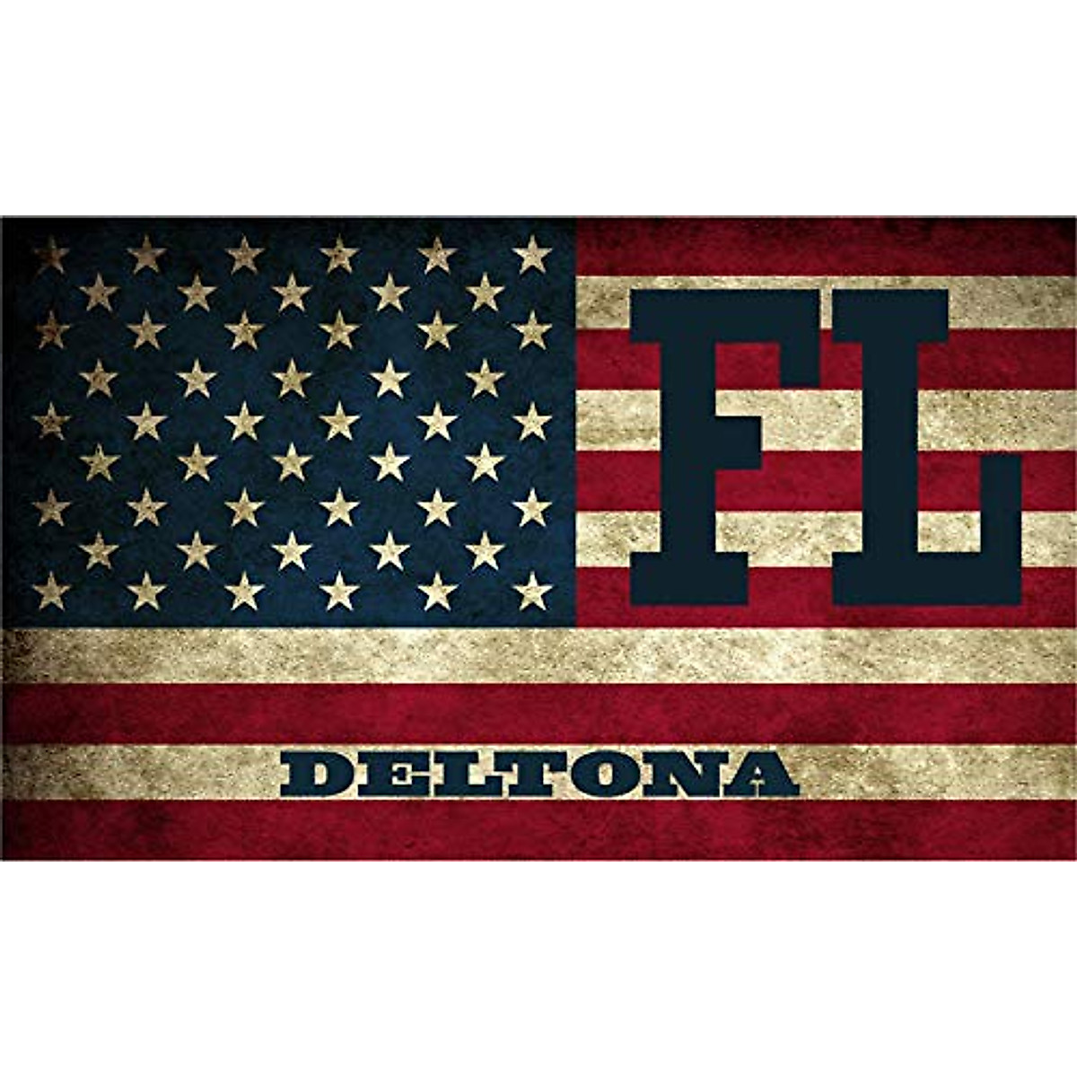 (x3) 2x3 inch Stickers | Reflective Deltona FL Florida Volusia County Vintage US Flag Sticker Graphic - Construction Toolbox, Hardhat, Lunchbox, Helmet, Mechanic, Luggage