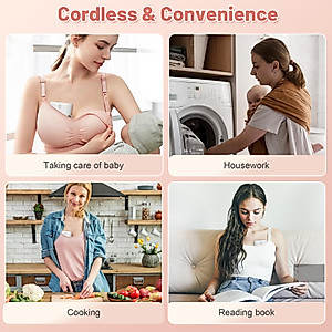 Wearable Breast Pump Hands Free: Portable Electric Breast Pumps with 24mm Flange 3 Modes 9 Levels Leak-Proof Massage Function Single Rechargeable Wireless Low Noise Painless Breastfeeding Pump