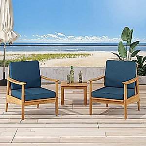 Willowbrook Outdoor Club Chair with Cushion - Acacia Wood - Teak (Set of 2)