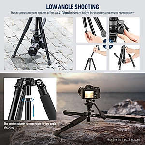 NEEWER 61.4" Video Travel Tripod with +/-10° Leveling Base Fluid Head (⌀37mm), Compact Metal Camera Tripod Stand with Quick Release Reversible Legs & Detachable Center Column, Arca Plate, TP61
