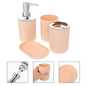 FRCOLOR 3 Sets Bathroom Set Bathroom Accessories Set Toothbrush Holder Plastic Soap Dispenser Black Trim Hand Wash Dispenser Apothecary Storage Jar Toothbrush Cup Personal Washing Cup Cans