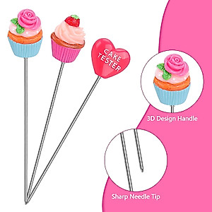 Ubrand 3 Pack Cake Tester for Baking, Reusable Baking Cake Testing Needles Practical, 3D Head Stainless Steel Cake Tester Probe Pin for Kitchen Home Bakery Tools