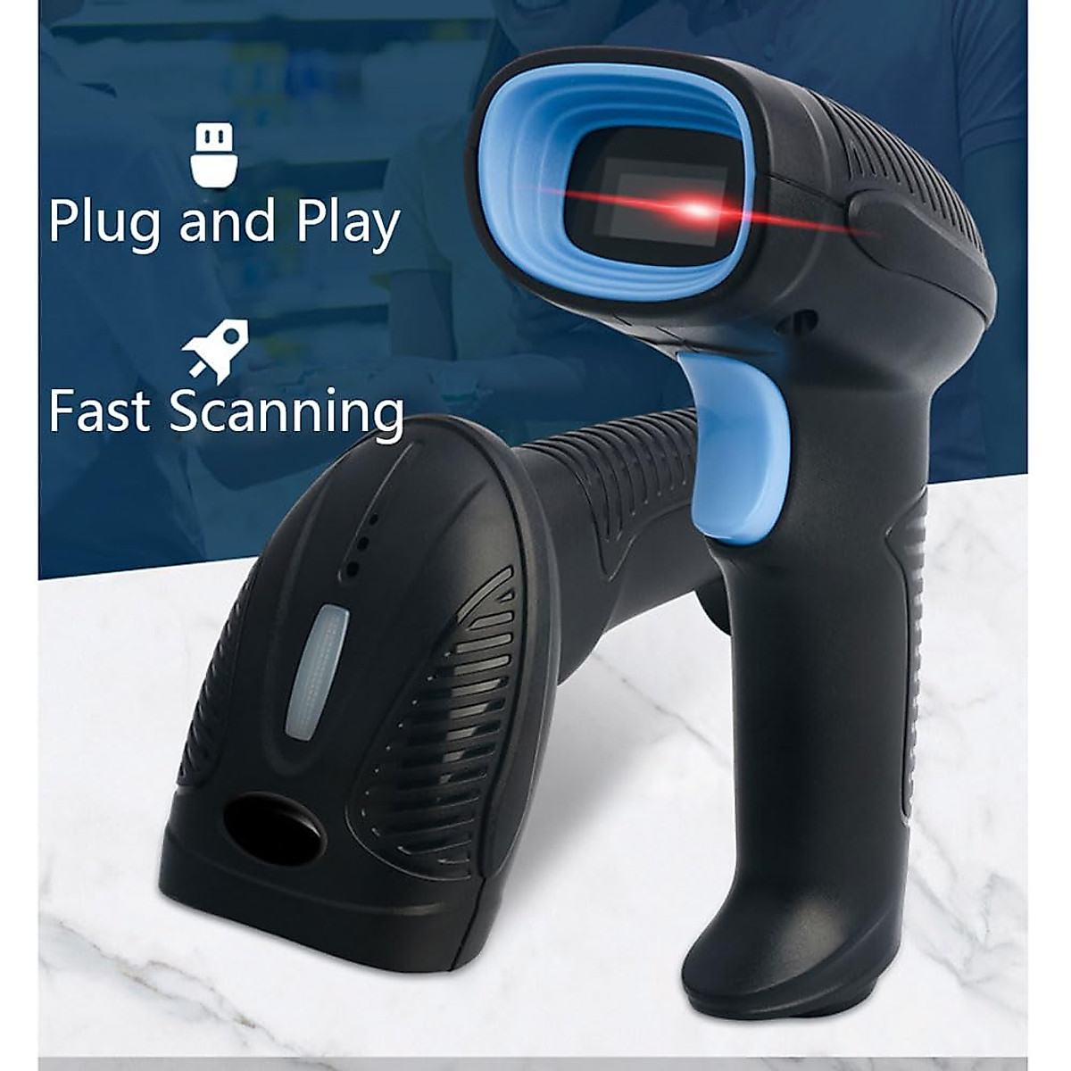 Xyllayeo Wireless Bluetooth Barcode Scanner: 3-in-1 Hand Scanners - Rechargeable 1D and 2D Scanning Gun Portable for Inventory Management - Handheld Cordless USB 1D QR Code Reader for POS System