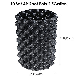 SanSanYa 10PCS Air Root Pruning Pots 2.5 Gallon Air Pruning Planter Plastic Air-pruning Containers Plant Flower Air Root Pot