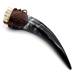 5MoonSun5's Medieval Viking Leather Belt Attachment Genuine Leather Hanger/Holster/Holder for 12" to 16'' Viking Drinking Horn Handcrafted Accessory securely attaching it to your belt, bag,or backpack