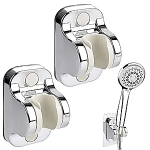 WXJ13 2 Pieces Strong Adhesive Shower Head Holder,No Drilling Wall Mounted Shower Bracket