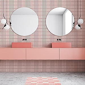 CozeCube Checkered Bath mats for Bathroom Non Slip, Fluffy Absorbent Microfiber Bath mat Washable, Aesthetic Bathroom Rugs, Cute Bath mat for Shower Sink, Blossom Pink, 24" x 16"