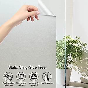 AWXD Frosted Glass Window Film,Window Privacy Film with Installation Tools, Sun Blocking Heat Control Anti Glare Window Tint,Static Cling Removable Window Sticker for Home Office (17.5" x 78.7")