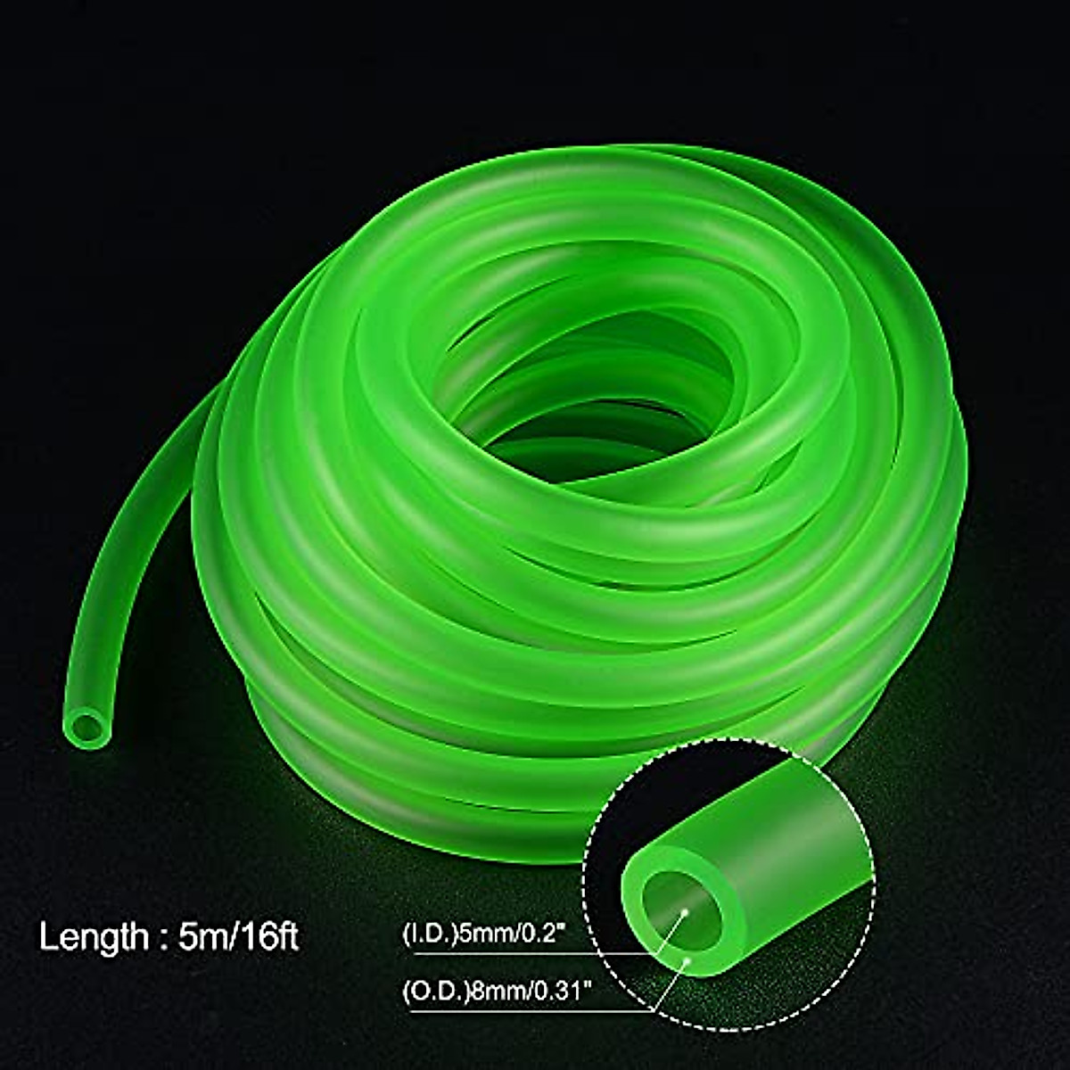 MECCANIXITY PVC Petrol Fuel Line Hose 3/16" x 5/16" 16ft Green for Chainsaws Lawn Mower String Trimmer Blowers Small Engines
