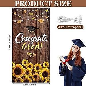 Graduation Party Decorations Graduation Door Cover Congrats Graduation Background Banner Rustic Wood Sunflower Graduation Door Porch Sign Photo Booth Backdrop for Graduation Party Supplies Favors