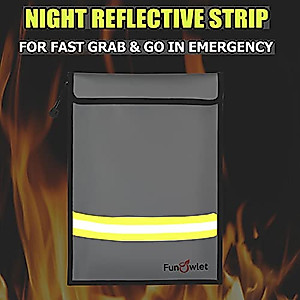 Fireproof Waterproof Money Document Bag - 15" x 11" Upgraded Zipper Bags, Fire & Water Resistant Storage Organizer Pouch for A4 A5 Documents Holder,File,Cash,Jewelry,Passport,Tablet,Laptop (Gray)