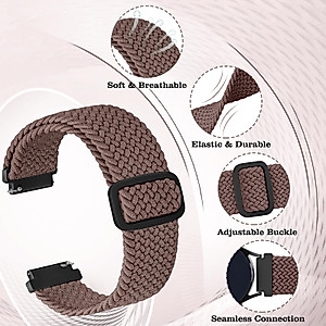 VNDAPT 20mm Elastic Braided Band Compatible with Samsung Galaxy Watch 6/5/4 40mm 44mm,Galaxy Watch 6 Classic/Watch 4 Classic, Adjustable Stretchy Sport Strap for Galaxy Active 2 40mm 44mm/Watch 3 41mm