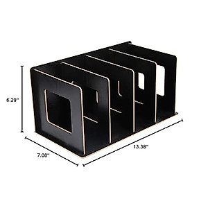 Yosoo Desktop Bookshelf, Wooden DIY Desktop Bookshelf Rack Books DVD Storage Magazine Holder for Students Kids Adult(Black)