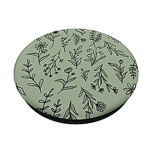 Light Sage Green Wildflower Floral Flower Pattern PopSockets Swappable PopGrip