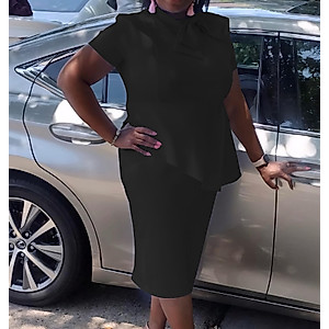 TOPONSKY Church Mothers Work Bow Dress Maternity Club Ruffle Pencil Black,XL