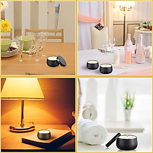 Candle Tin with Lids Candle Jars Portable Round Candle Tin Container Large Candle Metal Tin with 24 Thank You Sticker for DIY Bulk Candle Making Kitchen Candy 24 Pieces 8 oz (Black)