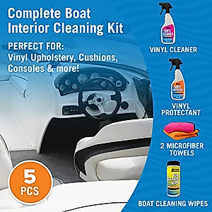 Ultimate Boat Interior Cleaning Kit Boat Cleaner Products Marine Vinyl Protectant Boat Vinyl Cleaner for Boat Seats Wipes & Microfiber Cloths Pontoon Boat Accessories Jetski Car & RV Care Supplies