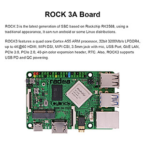Rock 3A Rockchip RK3568 64bit Quad Core Based Single Board Computer for Edge Development (Rock 3A Kit 8GB RAM)