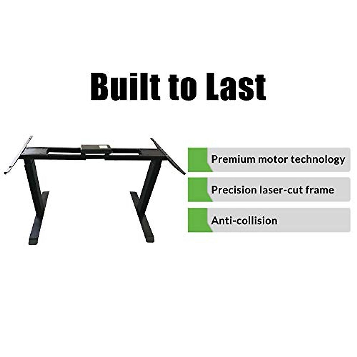 Rise UP Dual Motor Electric Adjustable Height Width Standing Desk Frame with Memory Premium Quality sit Stand up Ergonomic Home Commercial Office Desk Base Legs Base Table no Desktop Computer Black