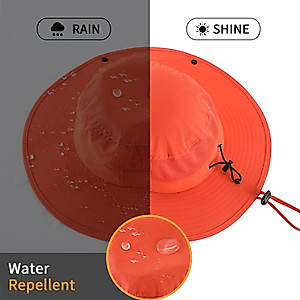 Home Prefer UPF50+ Wide Brim Sun Hat for Mens Womens UV Protection Beach Bucket Hat Airy Cowboy Hat for Fishing Hiking Gardening Orange