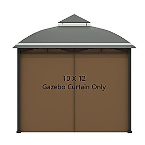 Tumjay Gazebo Privacy Curtain Universal Replacement 10’x12’ Gazebo Curtains Waterproof Outdoor Privacy Gazebo Side Wall Patio Canopy Privacy Shade Outside Sidewalls 1 Panel with Zipper（Brown）
